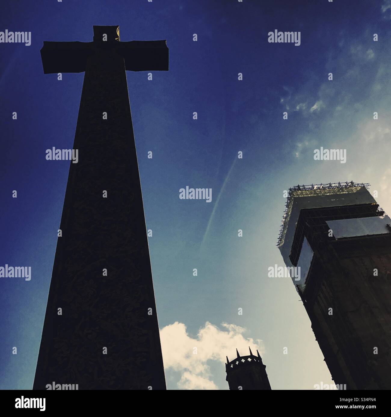 Architecture of Durham City, North East England. Backlit view of the ...