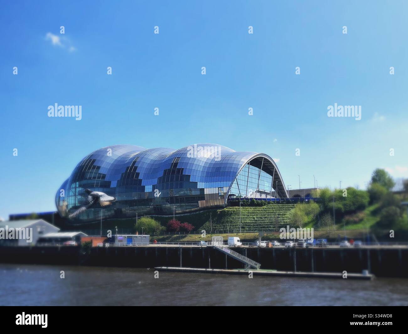 Architecture of Newcastle Quayside under a blue summer sky. Newcastle ...