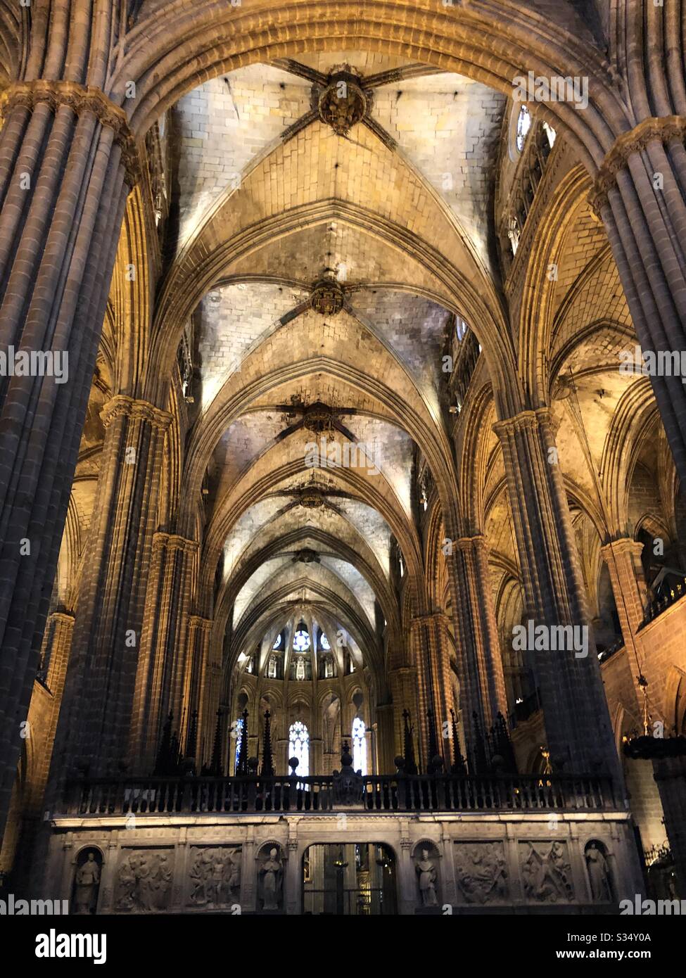 View of roof inside a Spanish cathedral Stock Photo - Alamy