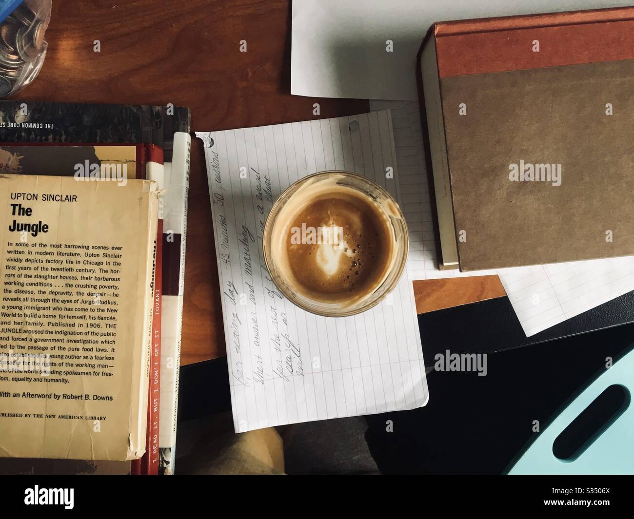 Coffee notes and books Stock Photo - Alamy