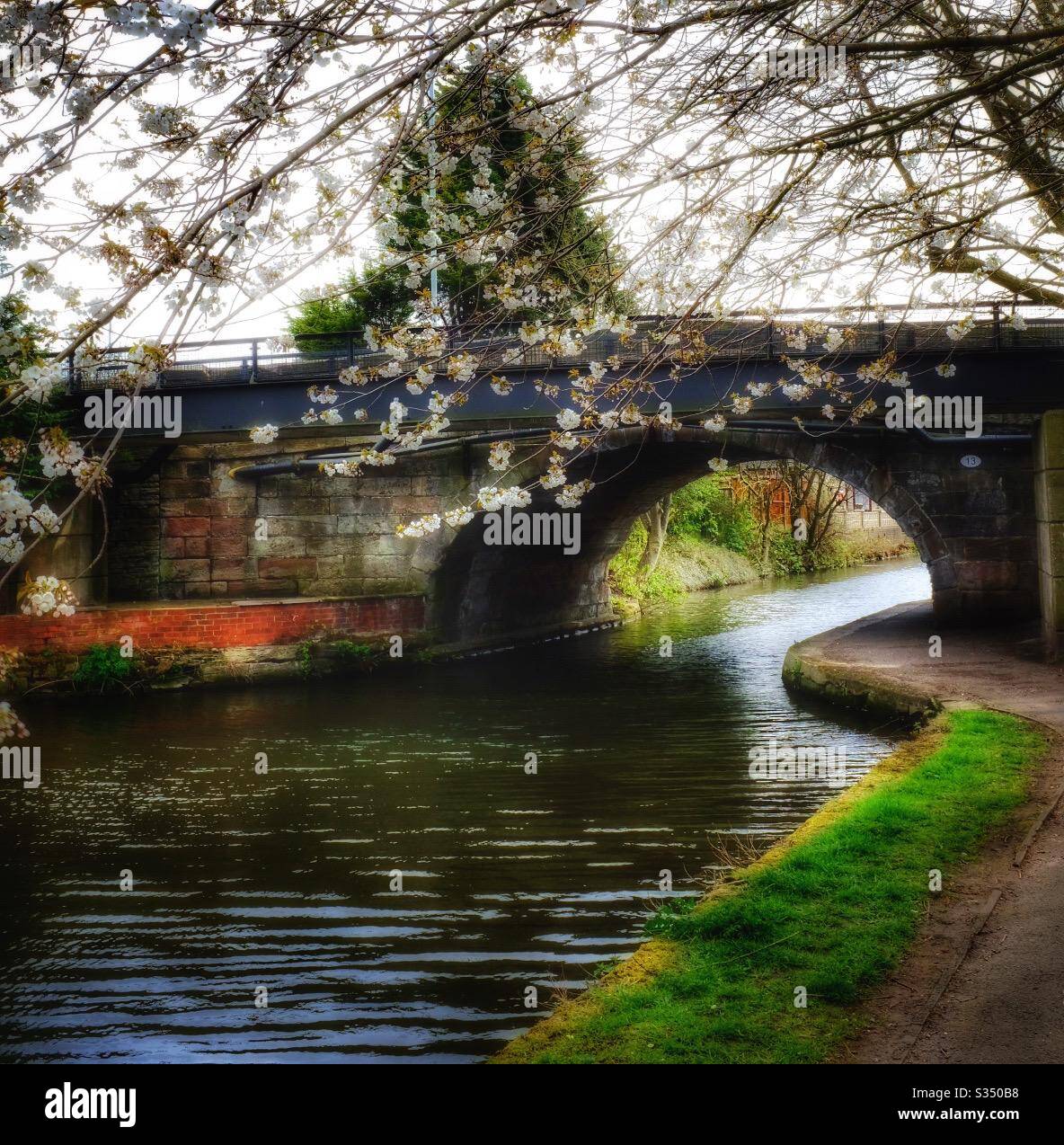 Canal Bridge In Spring Stock Photo - Alamy