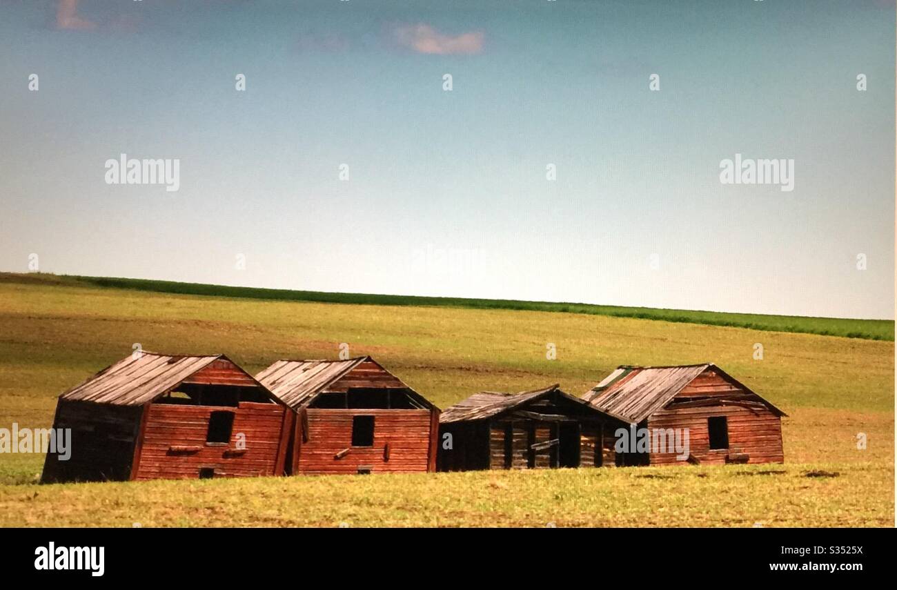 Old farmyard granaries, agriculture, country life, wooden, structures ...