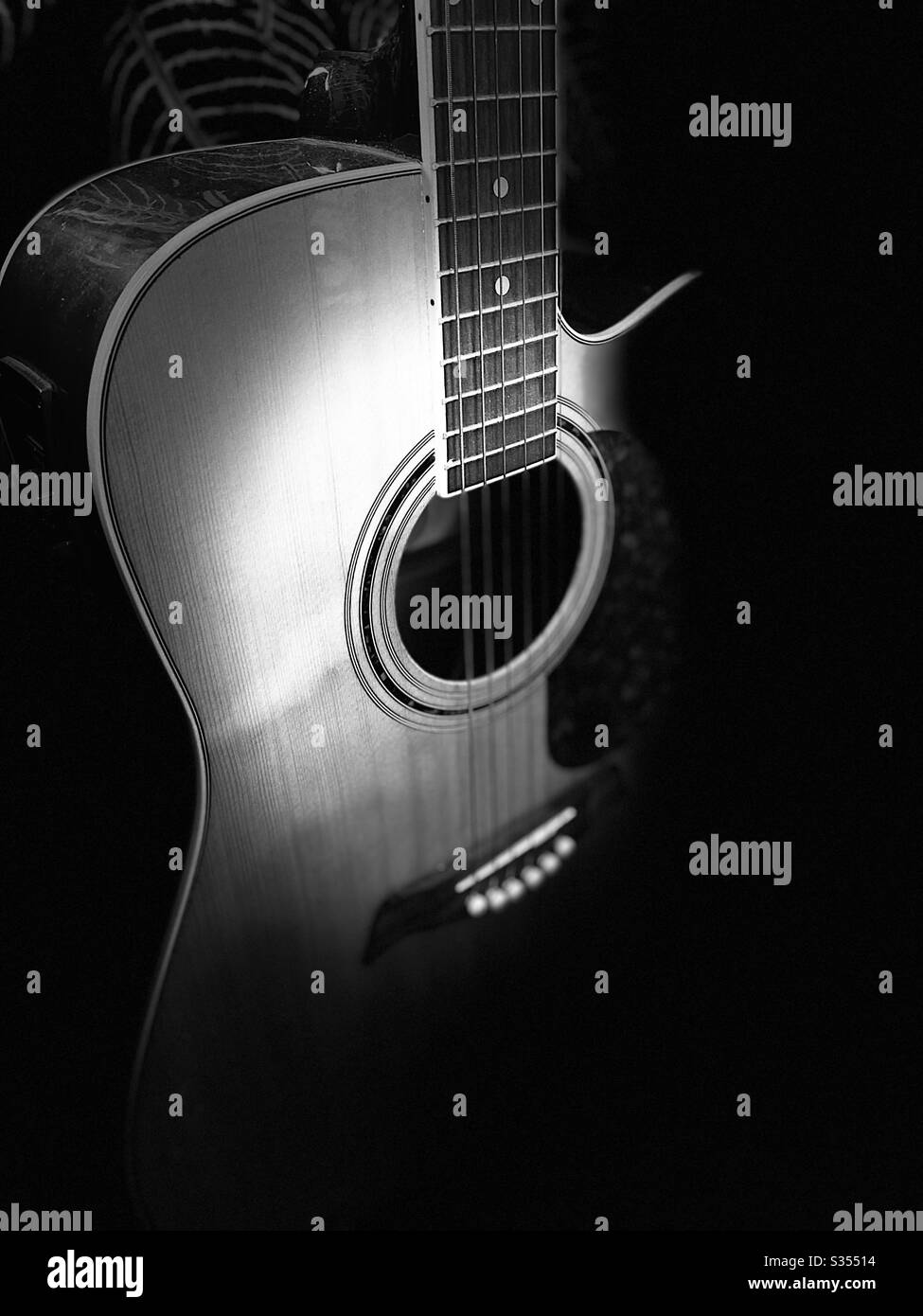 Guitar curves in black and white Stock Photo - Alamy