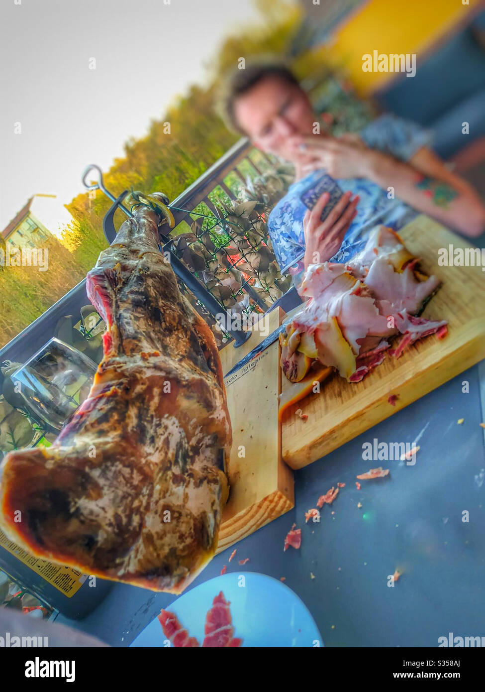Raw ham party Stock Photo - Alamy