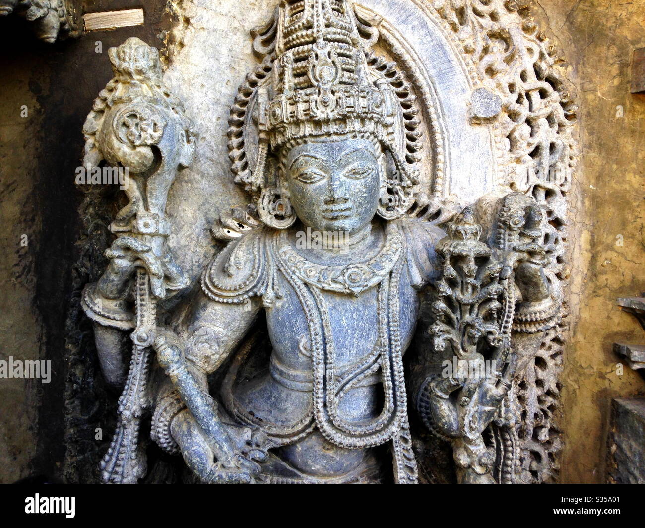 Close up of Shri Vishnu in Chennakeshava temple at Belur, India Stock ...