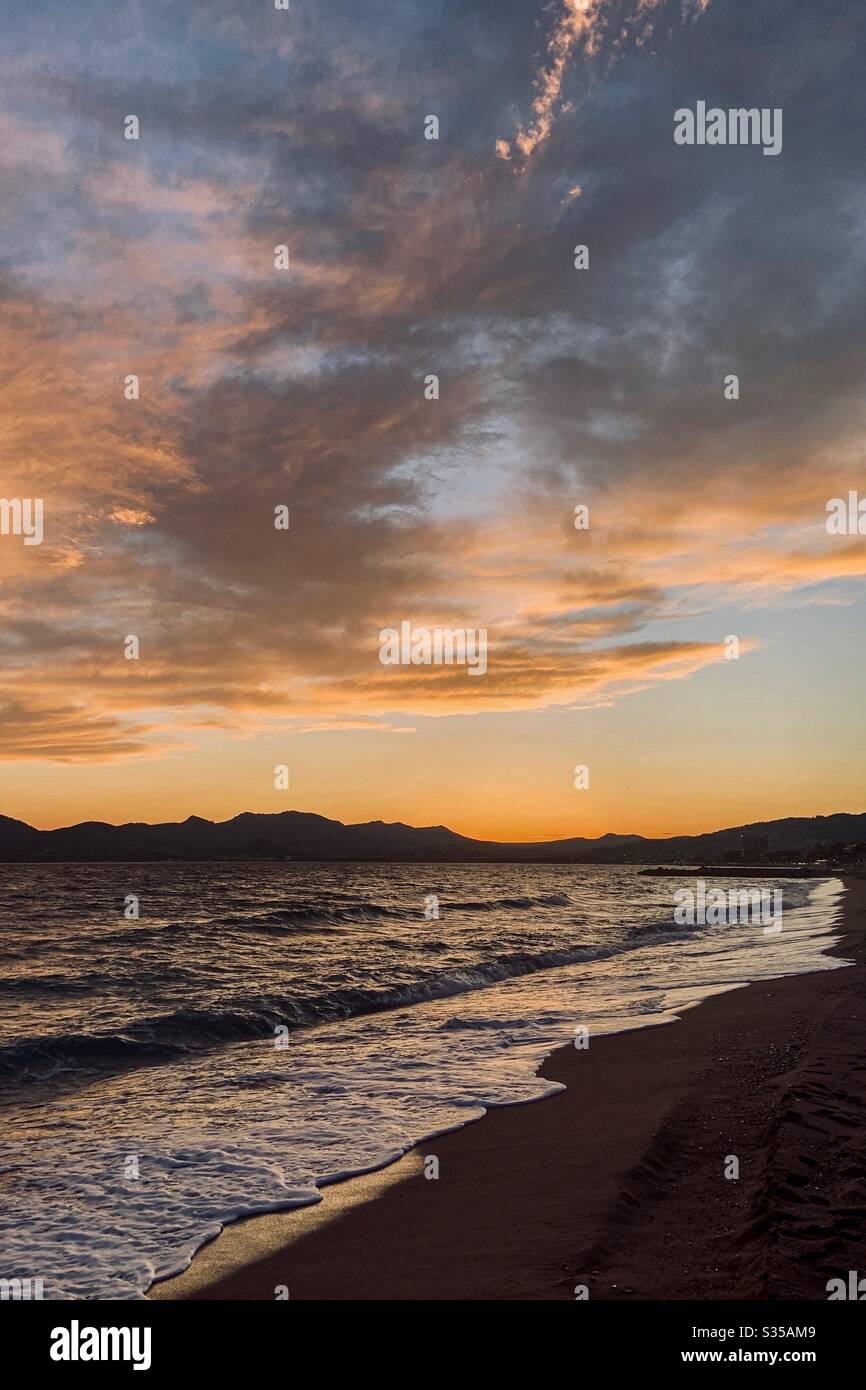 Sunset in Cannes Stock Photo - Alamy
