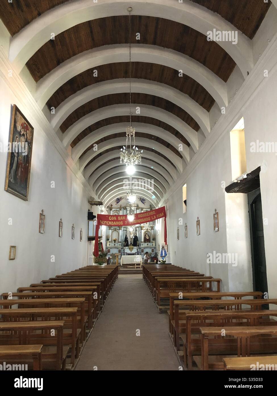 The interior of a colonial church in Cachi, Argentina Stock Photo - Alamy