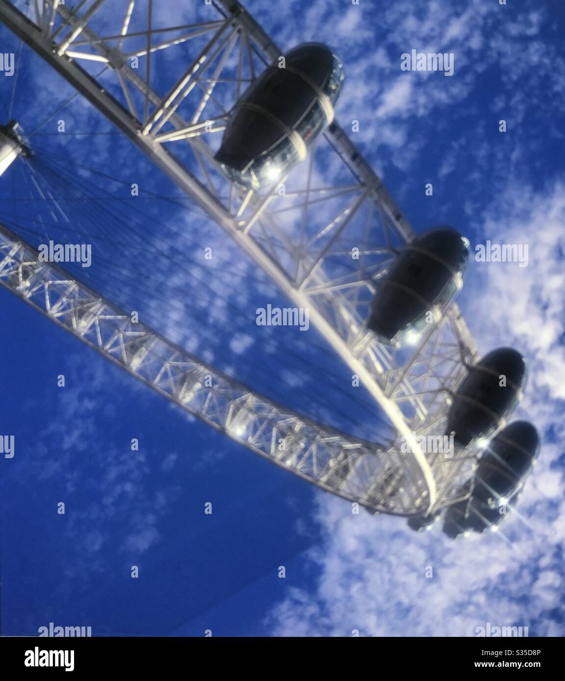 London Eye view bright blue sky iconic destination of London England ...
