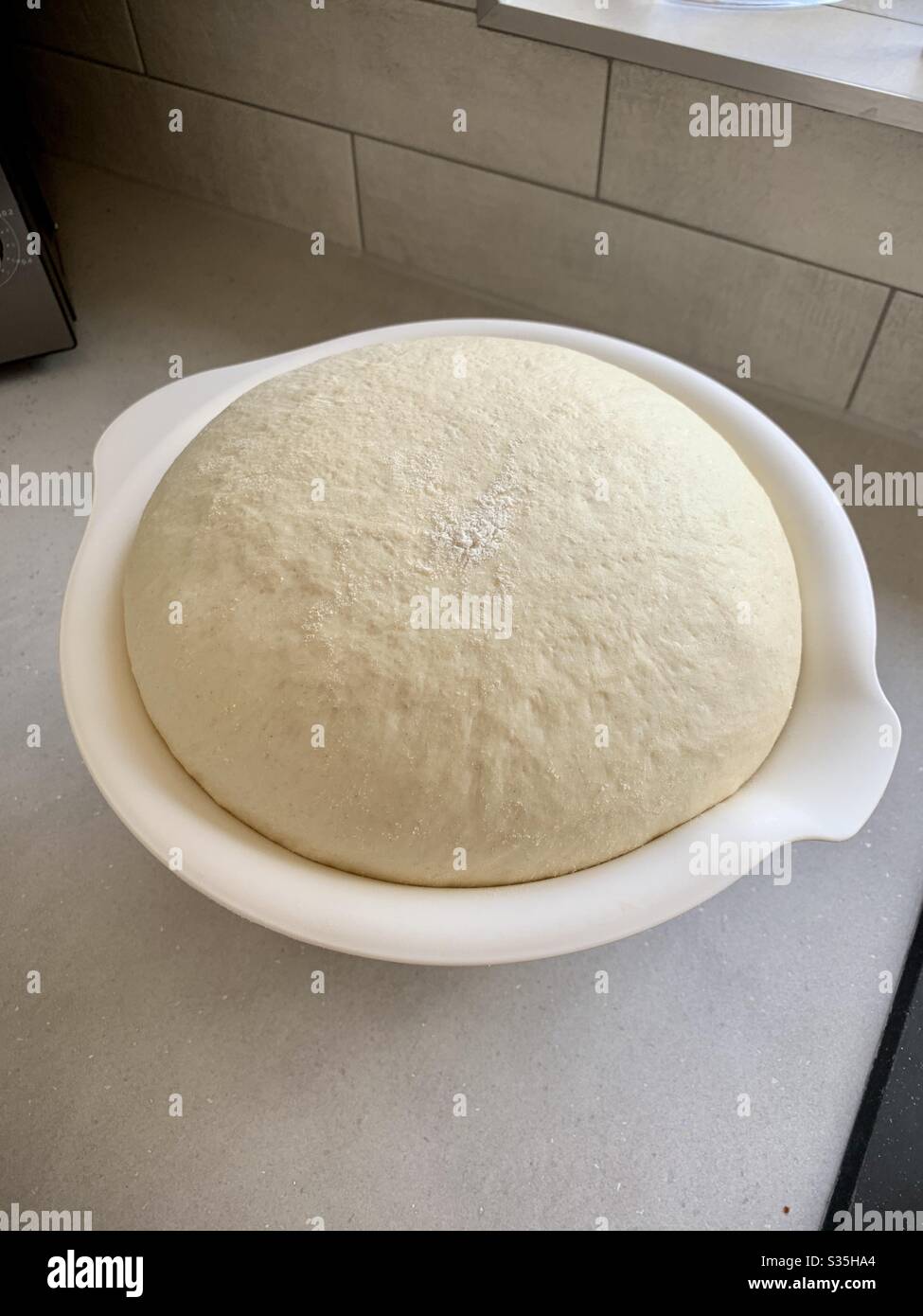 Bread dough after its first prove Stock Photo - Alamy