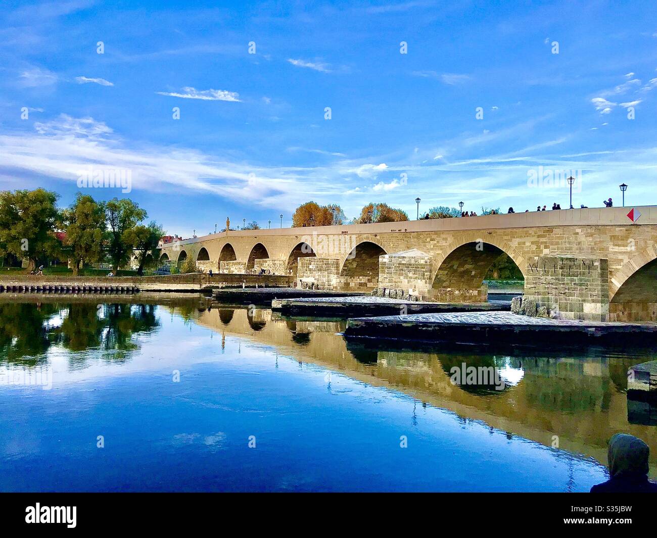 Stone bridge over Danube Regensburg Stock Photo - Alamy