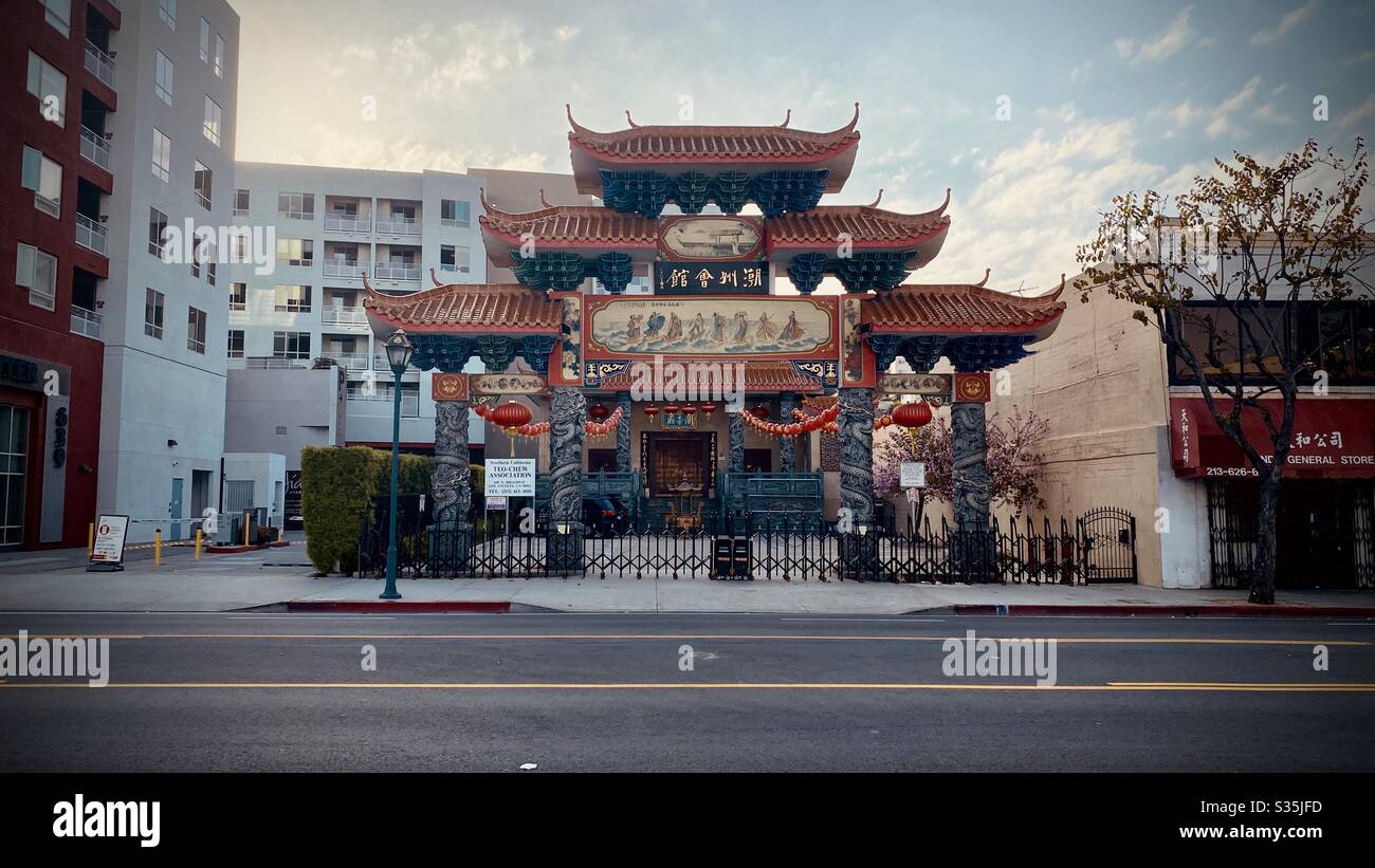 LOS ANGELES, CA, APR 2020: Teo Chew Association building, home to Lion ...