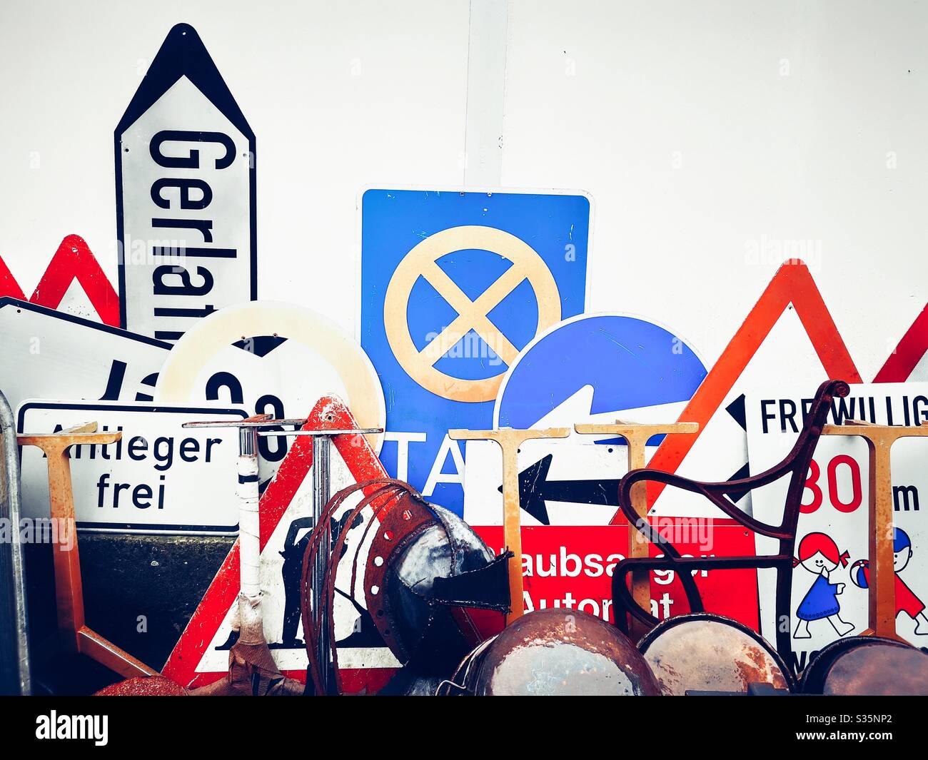 Collection of Swiss and German road signs Stock Photo - Alamy