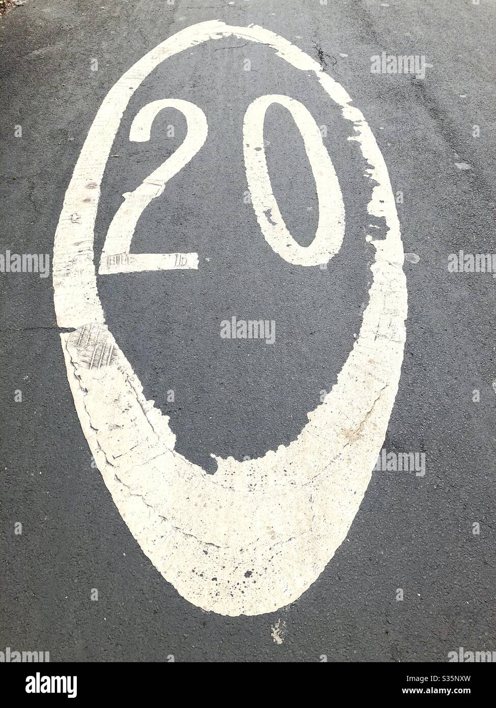 20 MPH Road Marking Stock Photo - Alamy