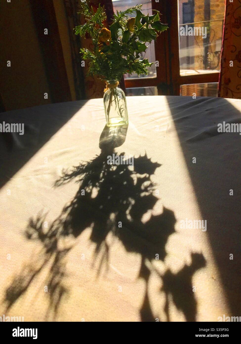 Vase and its shadow on table Stock Photo - Alamy
