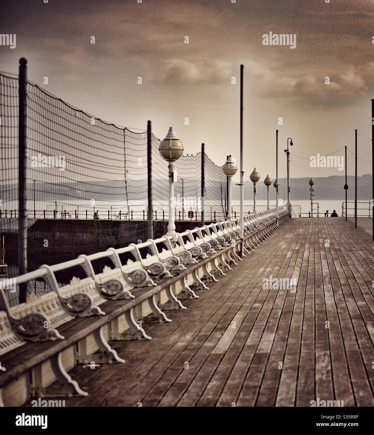 The vintage style of the walkway in Torquay in Devonshire England uk ...