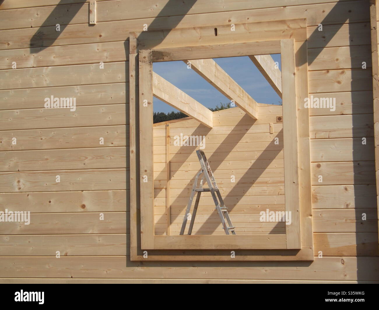 Self-build cabin in progress Stock Photo - Alamy