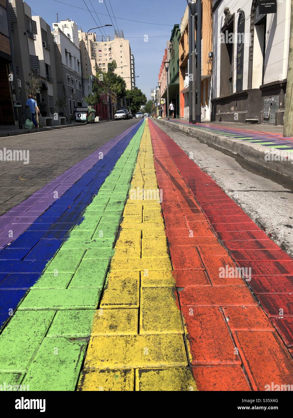 Rainbow coloured street art in Córdoba, Argentina Stock Photo - Alamy