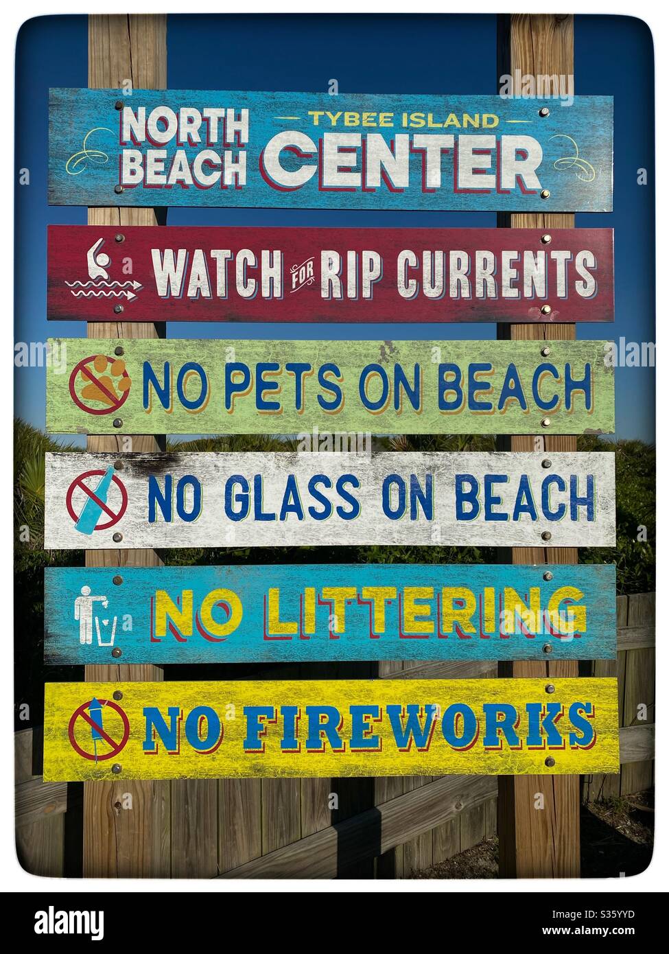 Sign on beach Stock Photo - Alamy