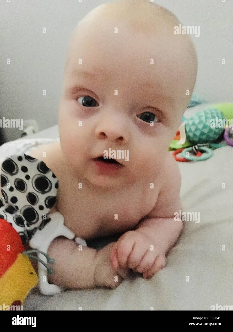 Baby on his tummy hi-res stock photography and images - Alamy