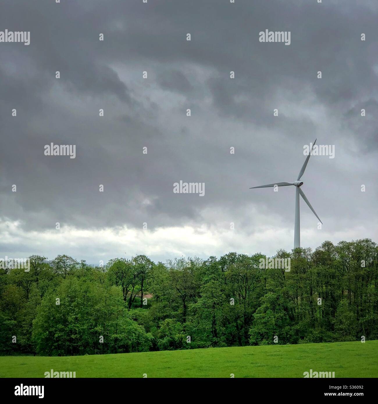 Wind turbine and trees Stock Photo - Alamy