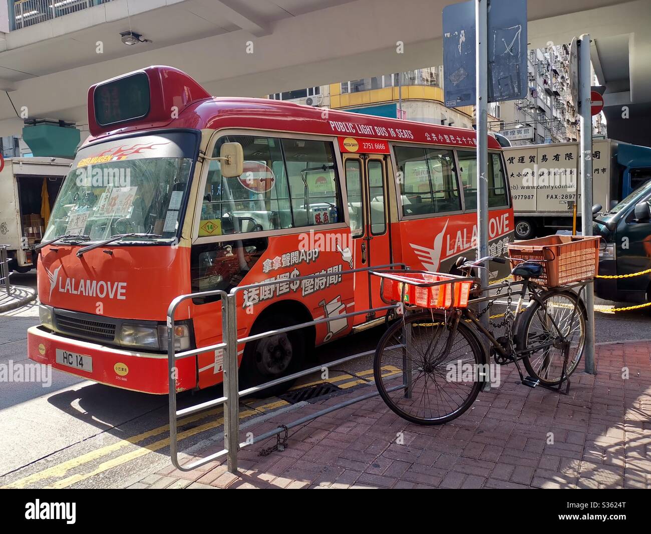 Red minibuses in Mongkok, Hong Kong Stock Photo - Alamy