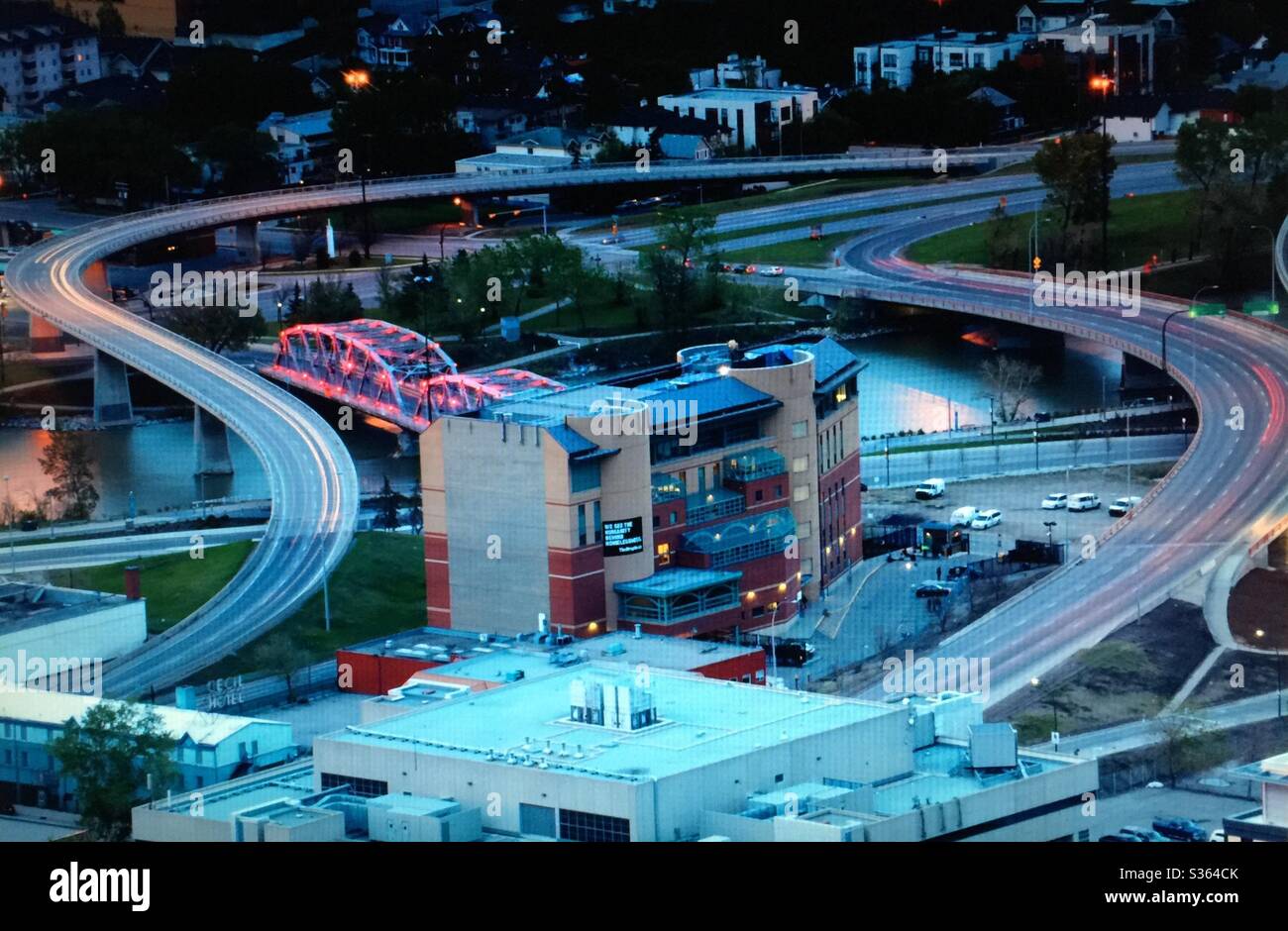 Views, city Calgary, Alberta, from the ,Calgary Tower, fourth street ...