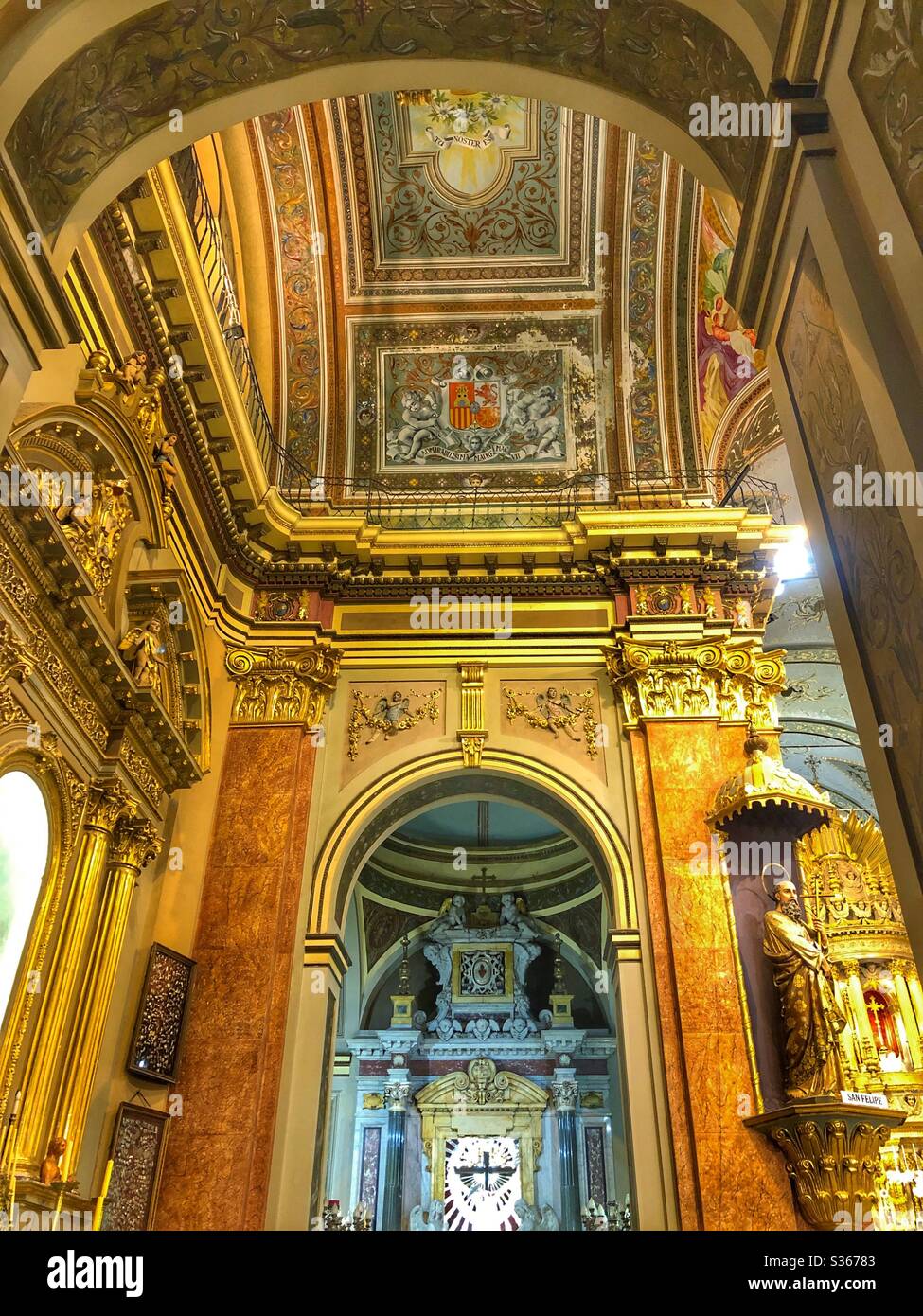 The ornate ceiling of the main cathedral in Salta, Argentina Stock ...