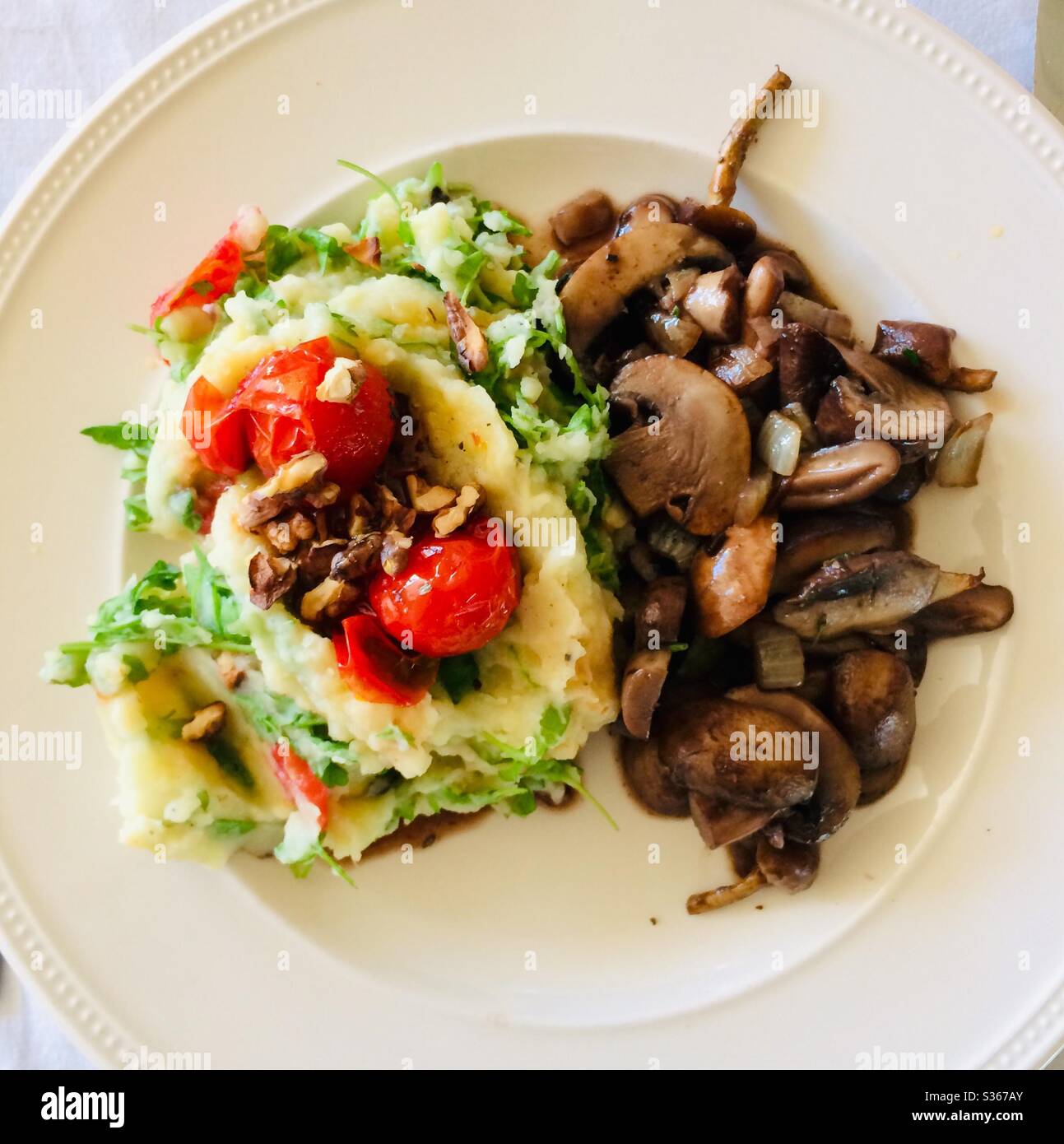 Original and colorful puree with mushrooms Stock Photo - Alamy