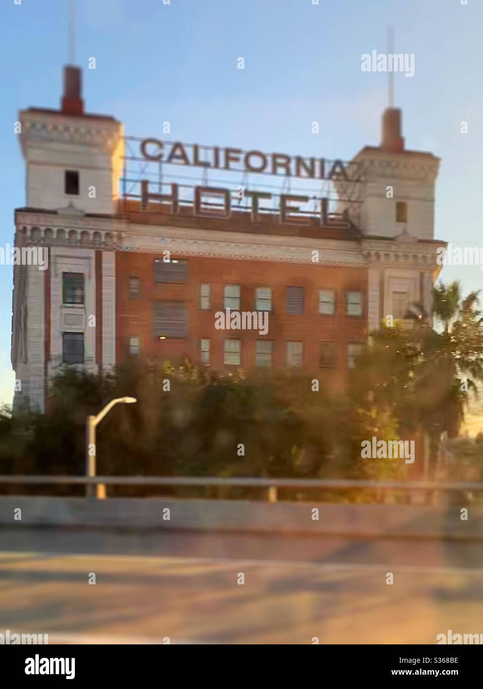 The California Hotel of the front side taken by the freeway in the late ...