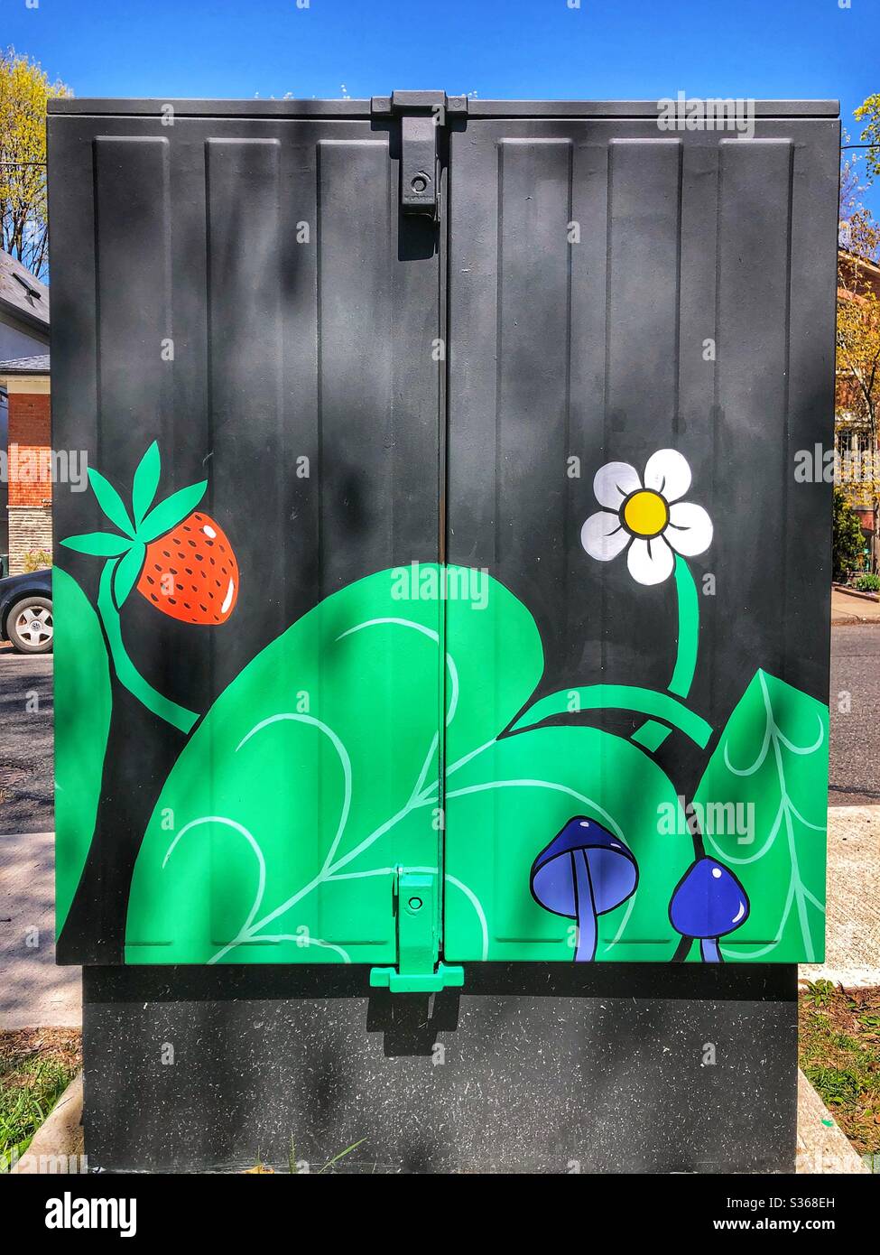 A nature-themed painted electrical box Stock Photo - Alamy