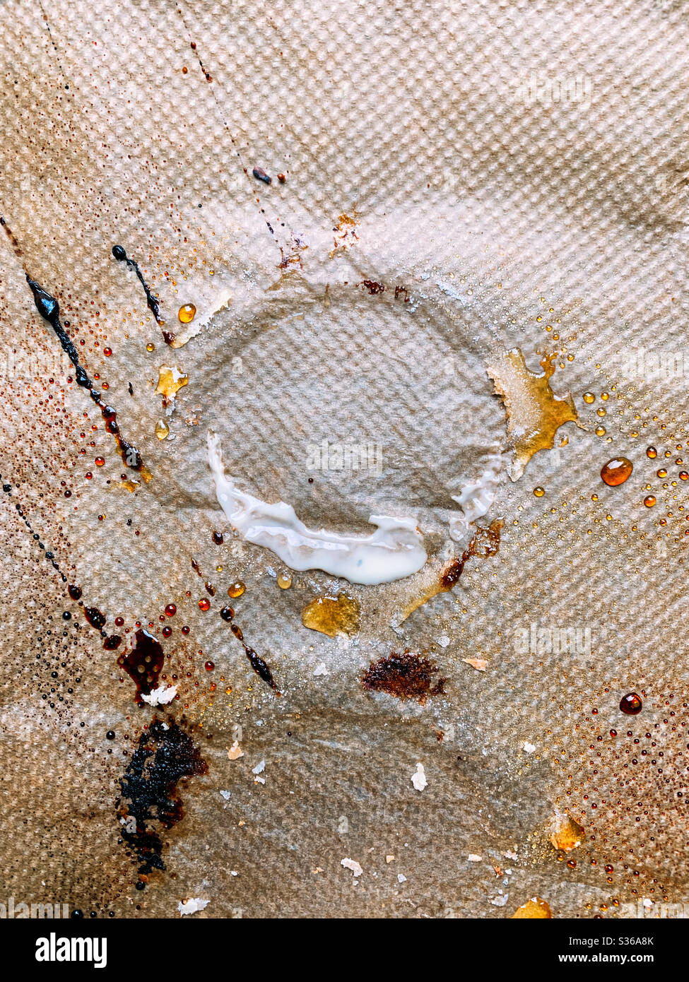 Background texture of a greasy baking sheet after cooking Stock Photo ...