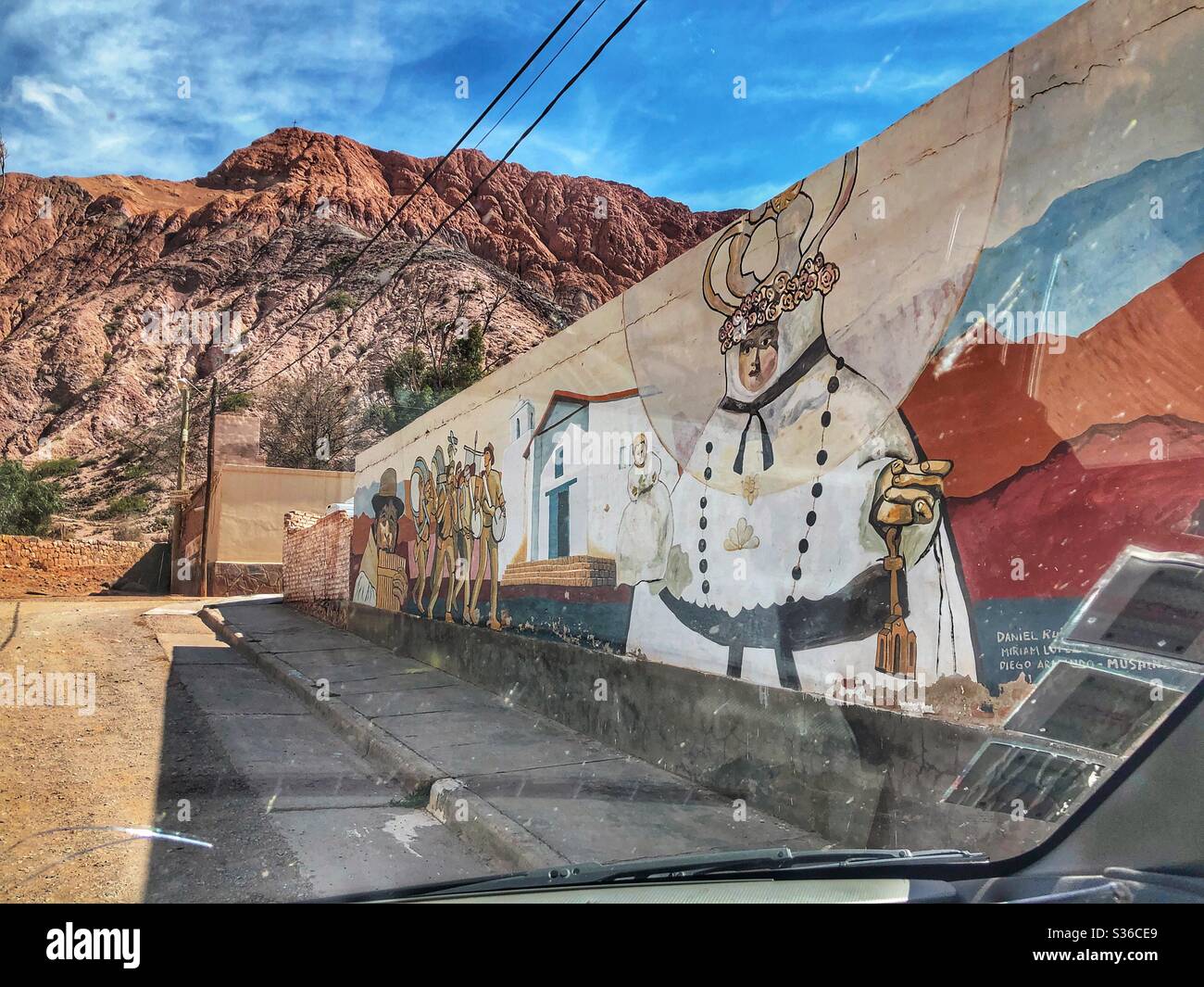 Cultural heritage mural in a mountain town in Northern Argentina Stock ...