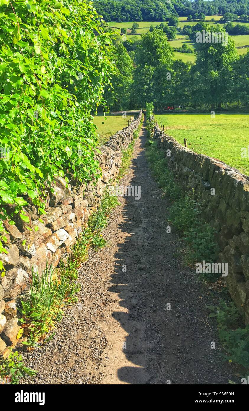 Dry stone wall path, Rivelin Sheffield Stock Photo - Alamy