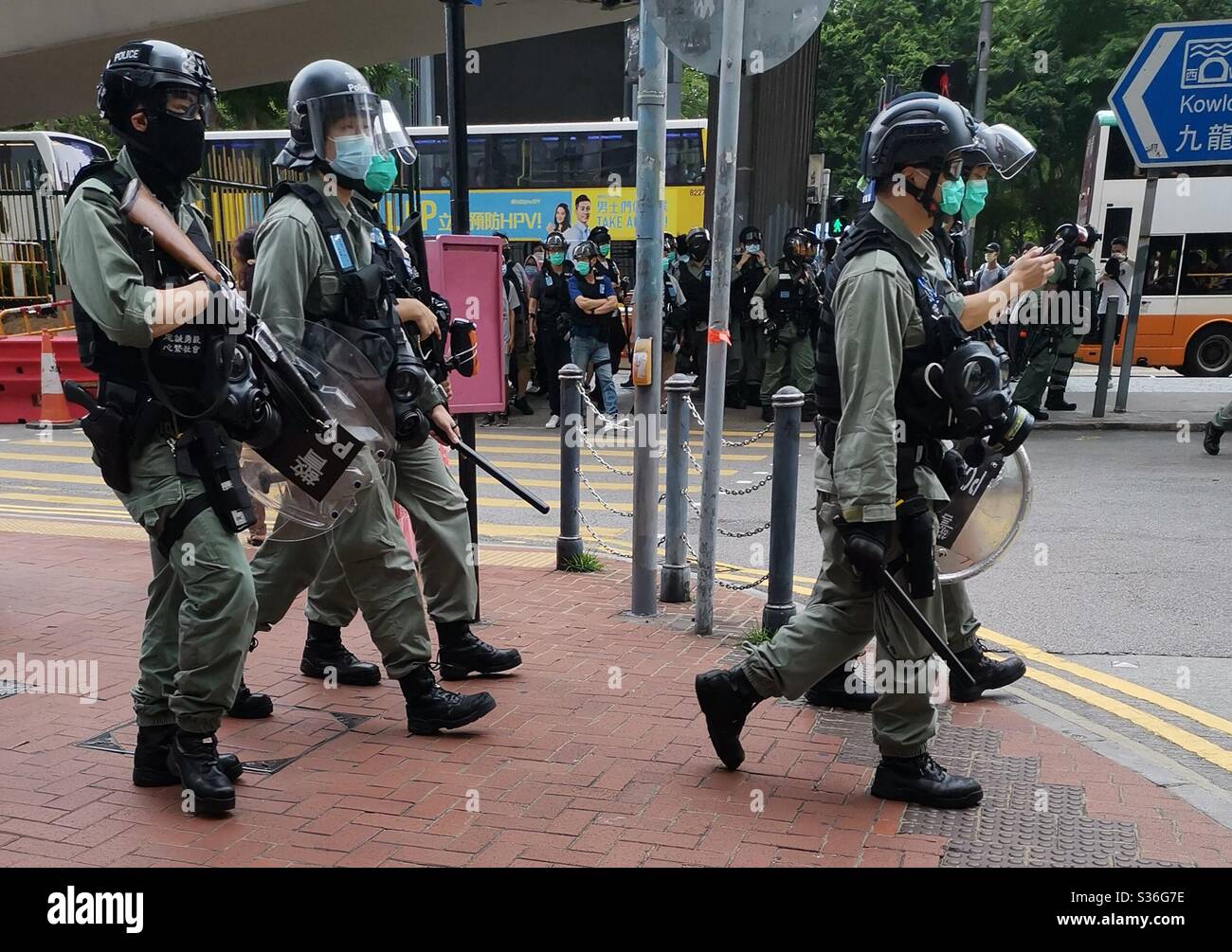 Riot police in Hong Kong Stock Photo - Alamy