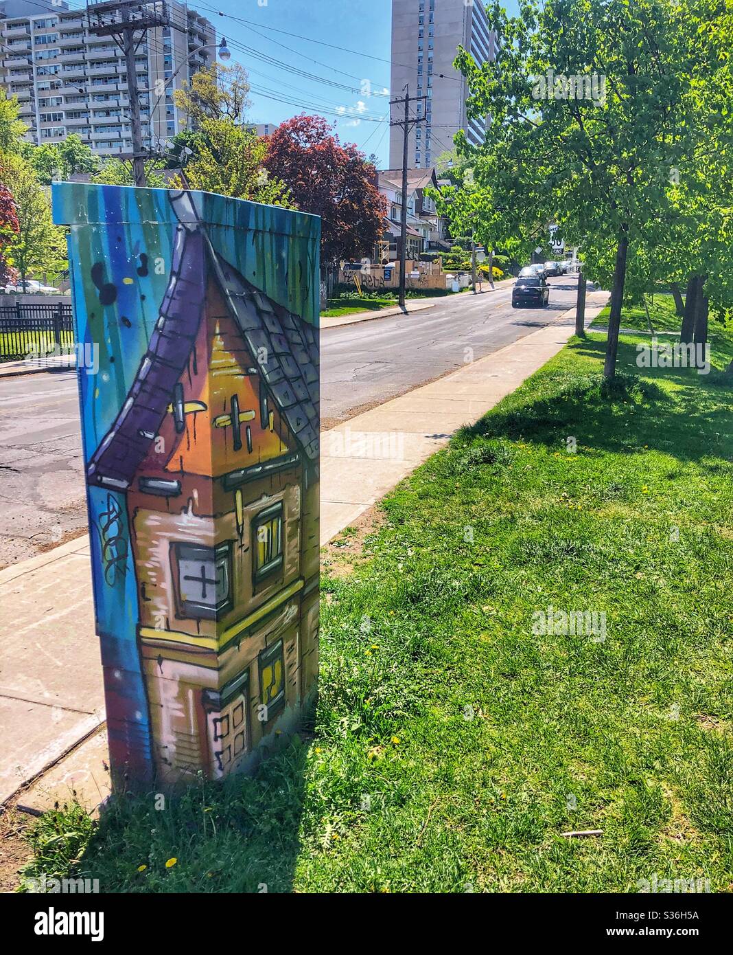 A painted utility box in a Toronto neighbourhood Stock Photo - Alamy