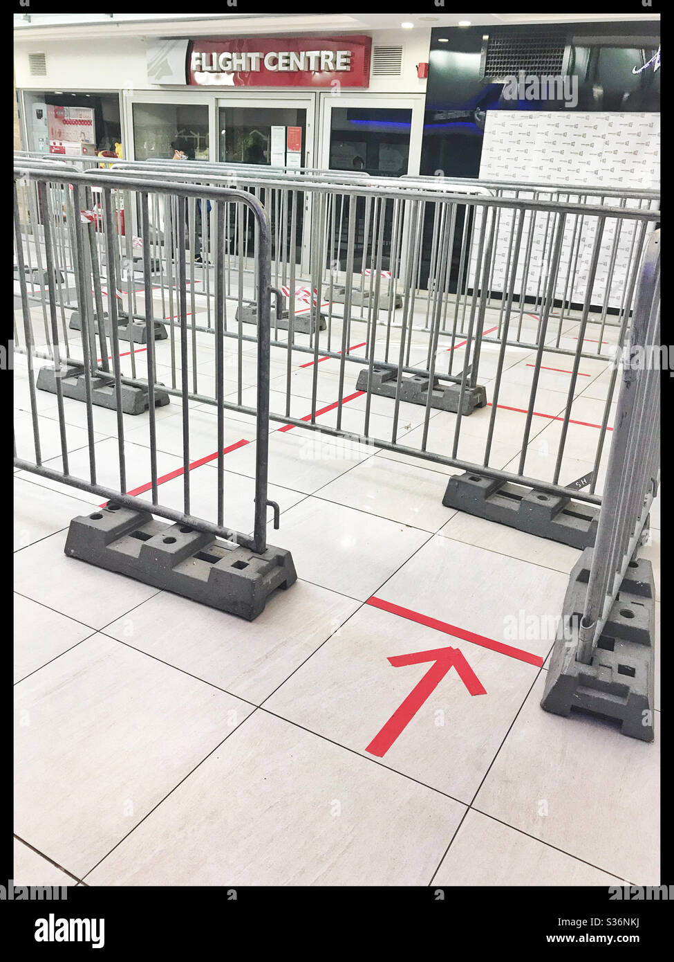 Barriers in place in shopping mall in Cape Town, South Africa, in ...