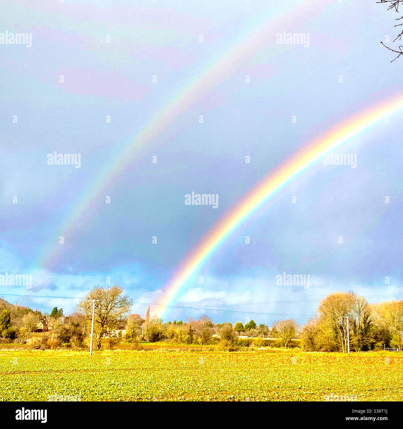 Somewhere over the double rainbow Stock Photo - Alamy