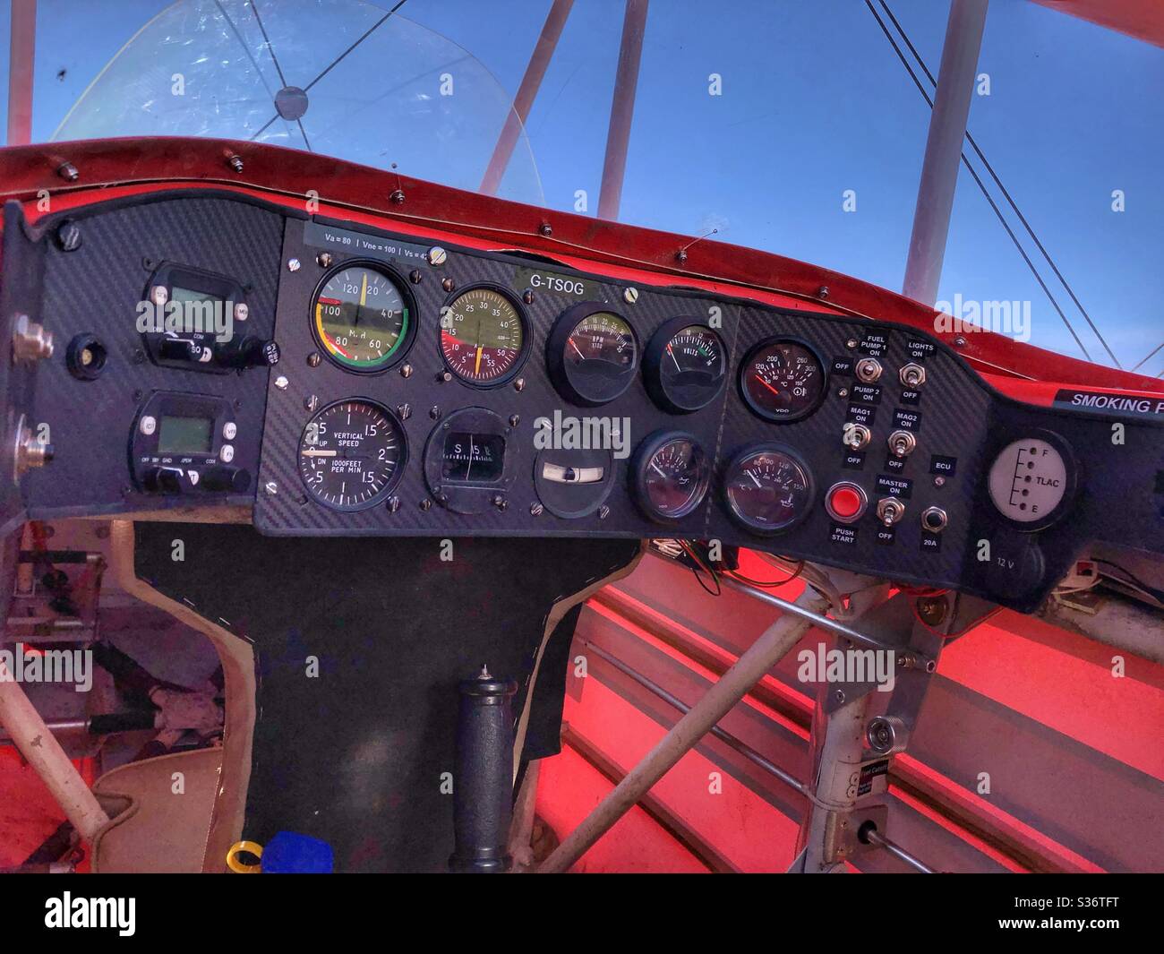 Sherwood Ranger biplane cockpit Stock Photo - Alamy