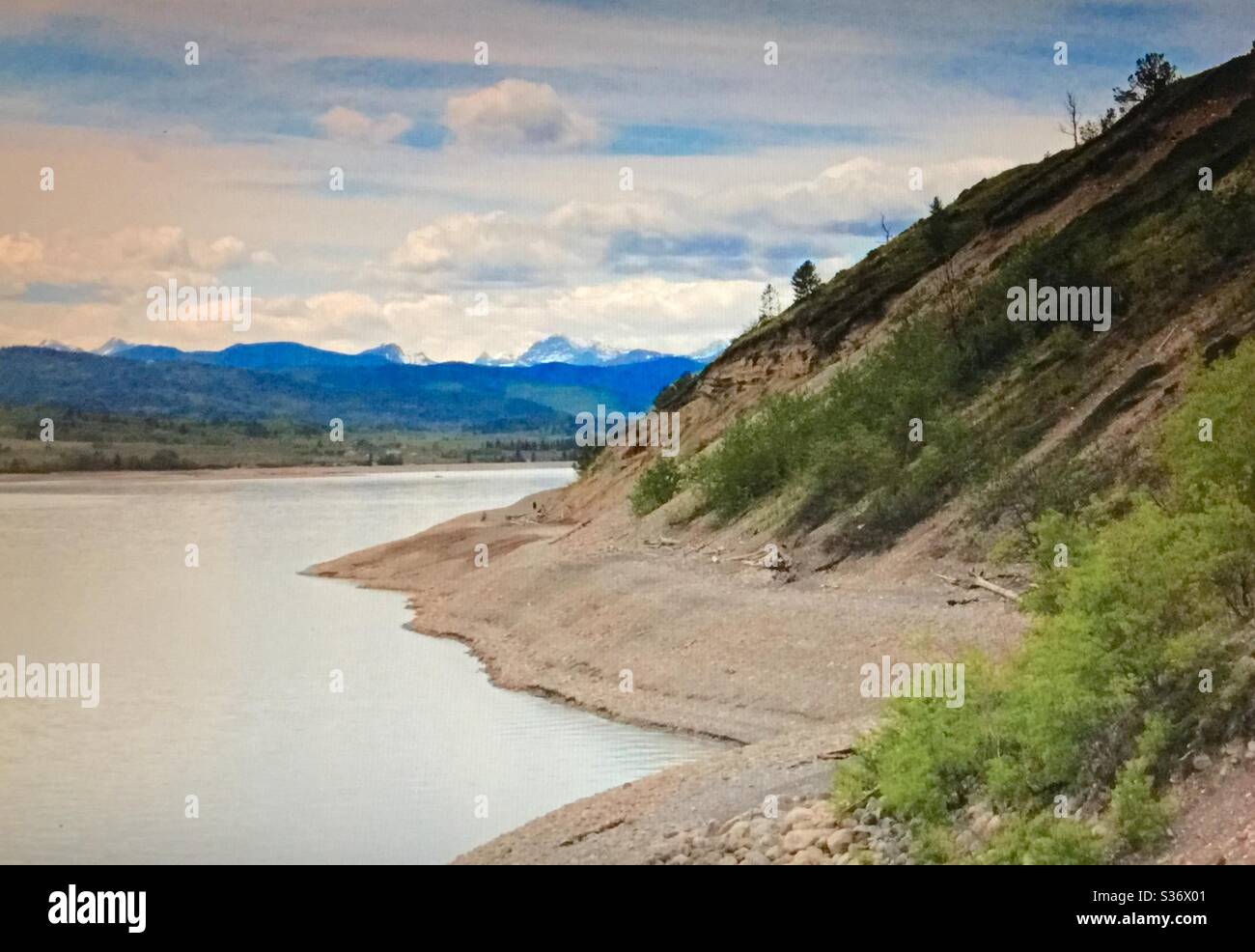 Ghost Lake, shore line, Canadian Rockies , Alberta, Canada Stock Photo ...