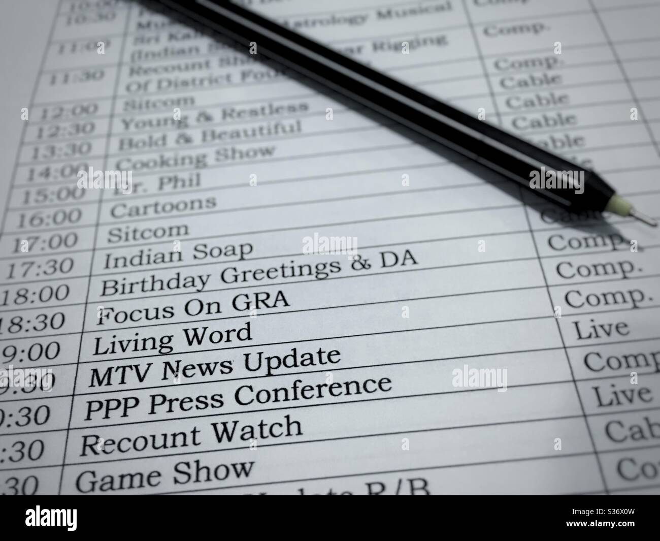 Television guide in Guyana Stock Photo - Alamy