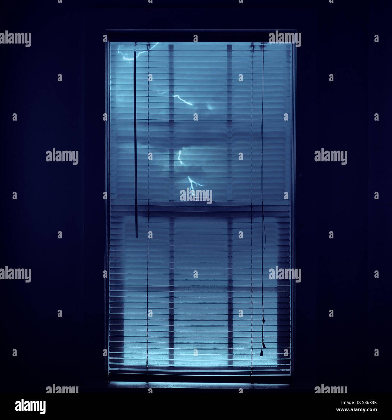 The home window seen the lightening at the night sky Stock Photo - Alamy