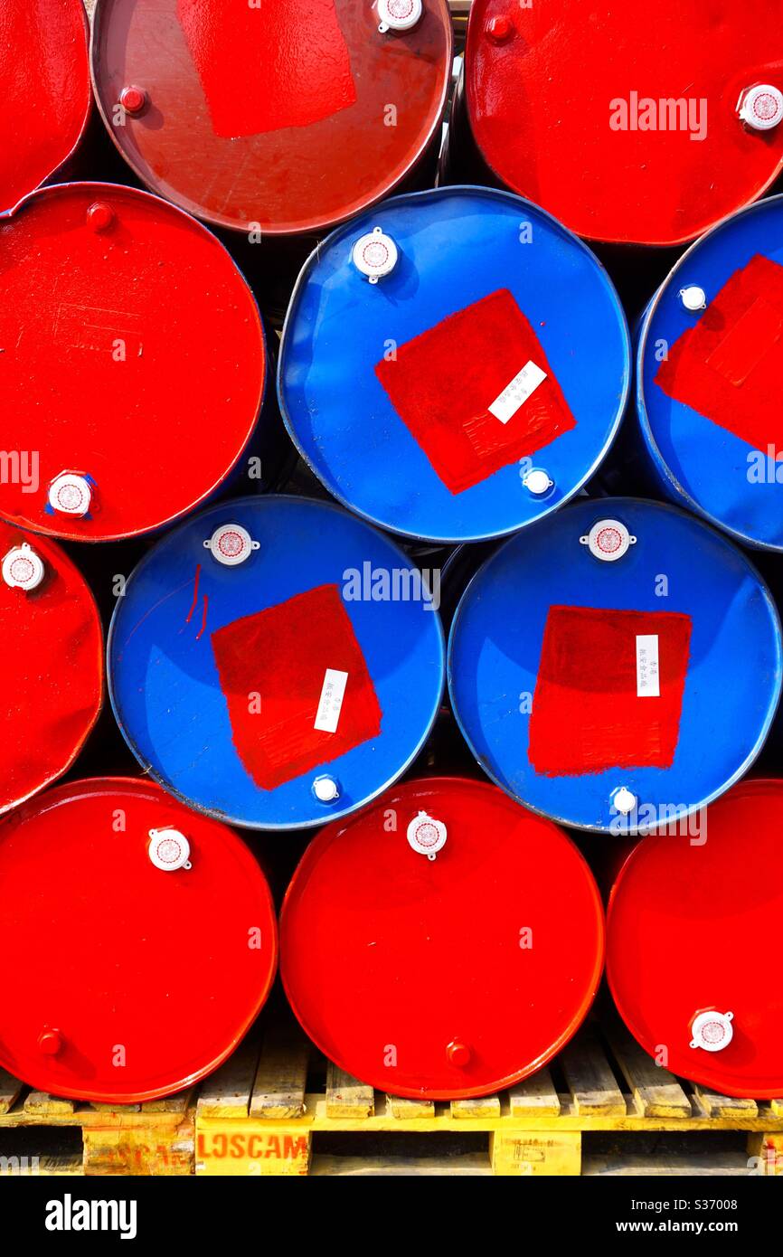 Blue barrels hi-res stock photography and images - Alamy