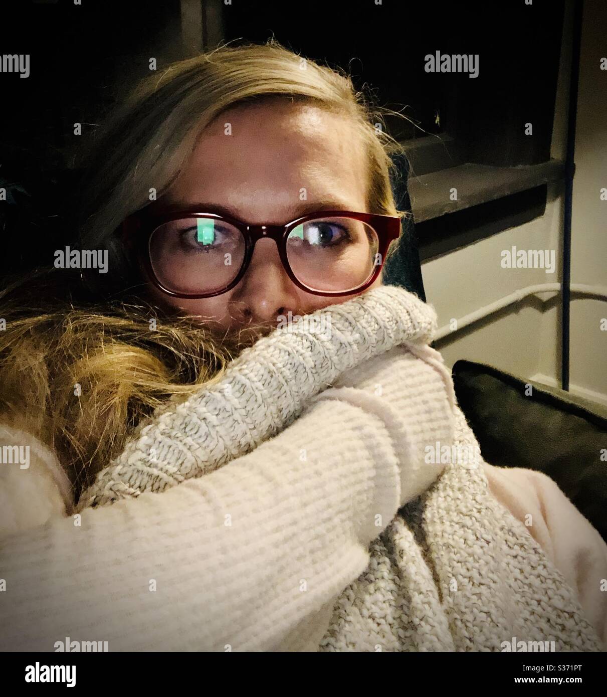 Woman Couch Tv Scared High Resolution Stock Photography and Images - Alamy