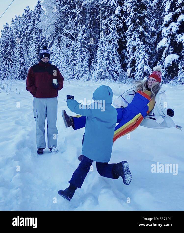 Canada snow family hi-res stock photography and images - Alamy