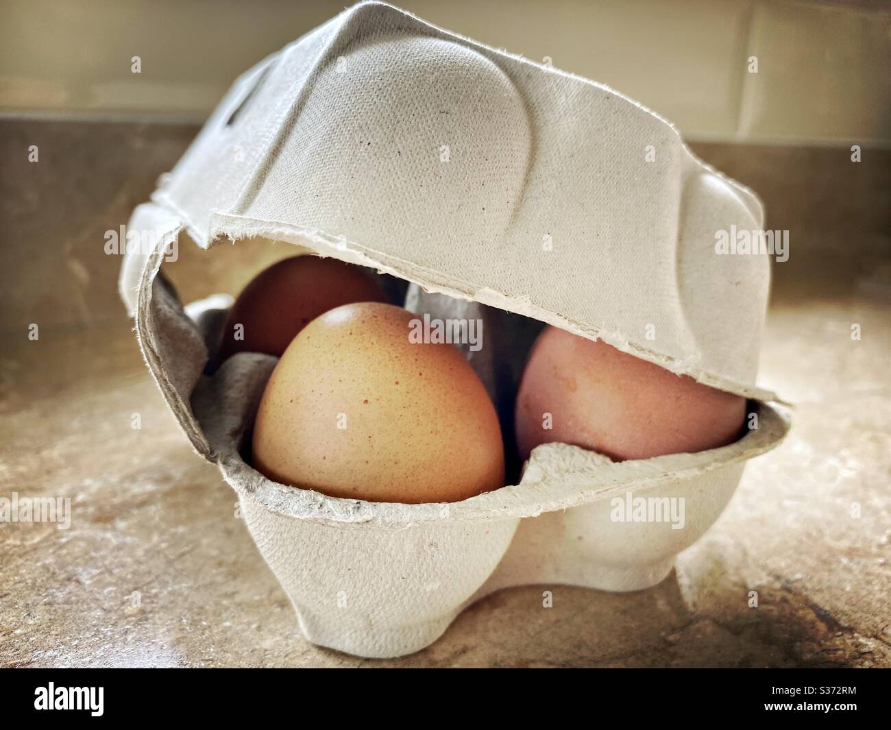 Closeup view of free range organic farm eggs in a traditional ...