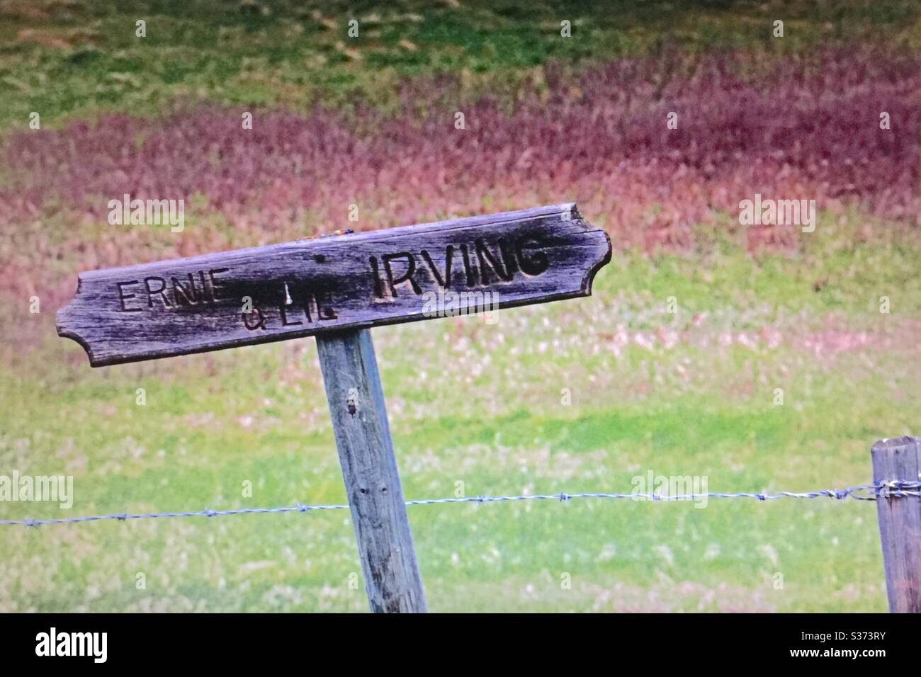 Sign post, Irving, name sign Stock Photo - Alamy