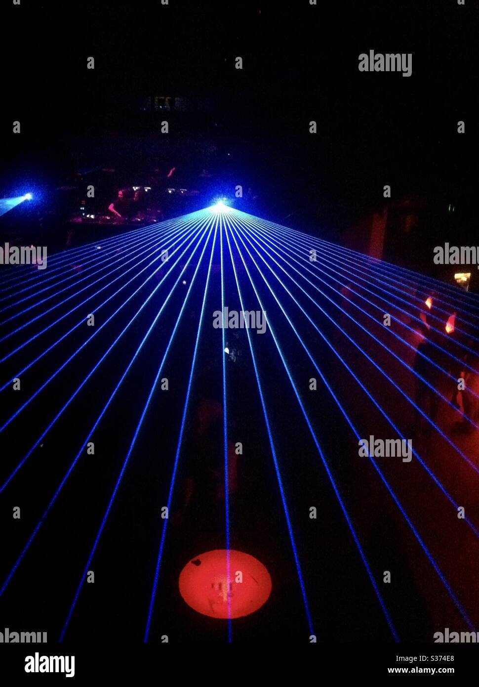Laser beams over the floor of Exchange Nightclub in Downtown Los ...