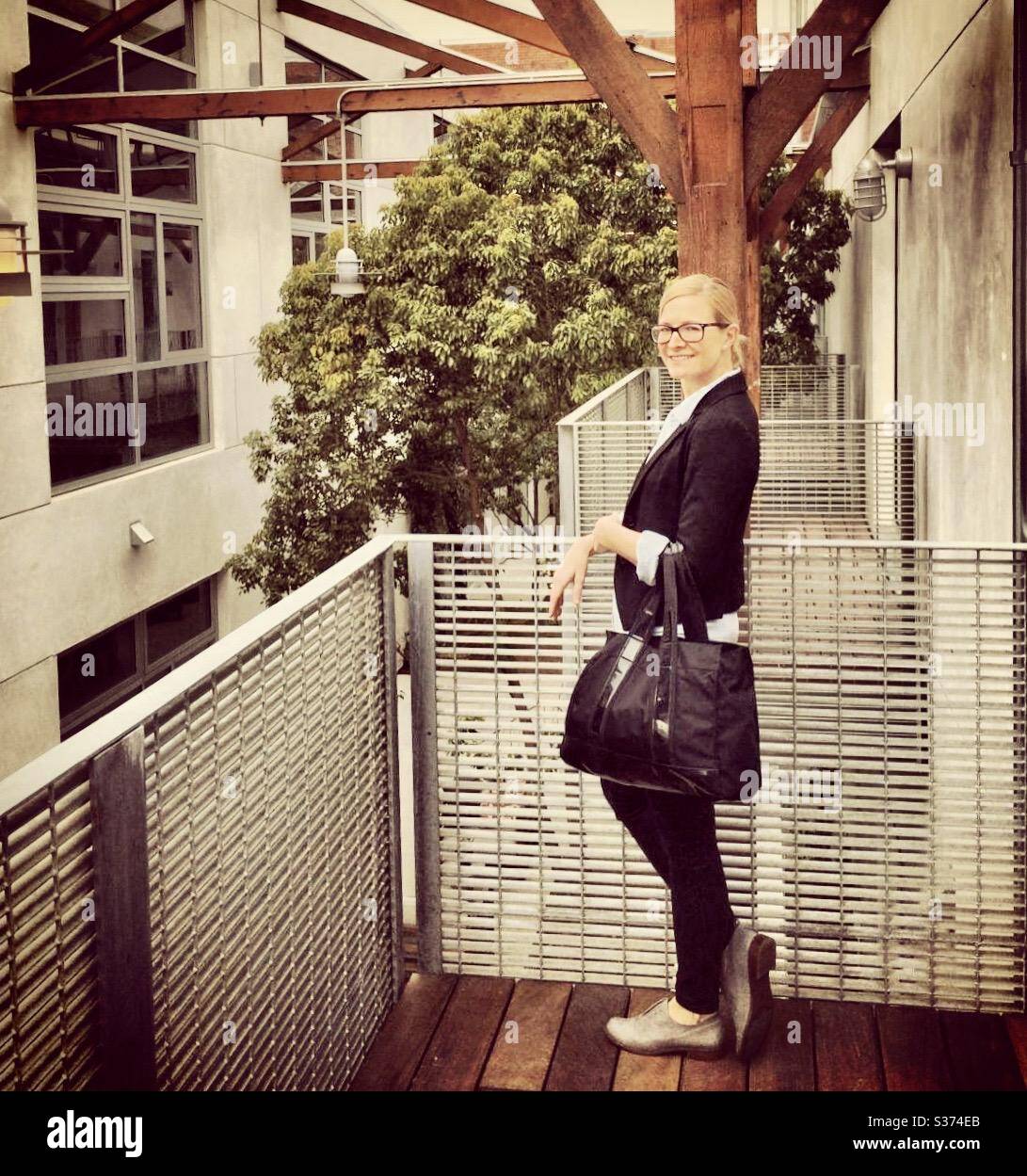 Balcony in Courtyard of Converted warehouse in Arts District Downtown ...