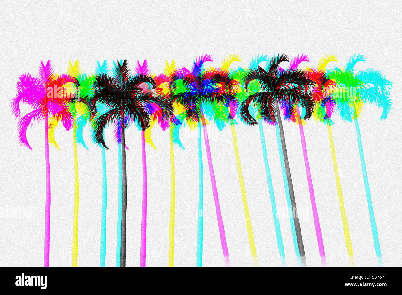 Palm trees with a colourful repetitive effect Stock Photo - Alamy