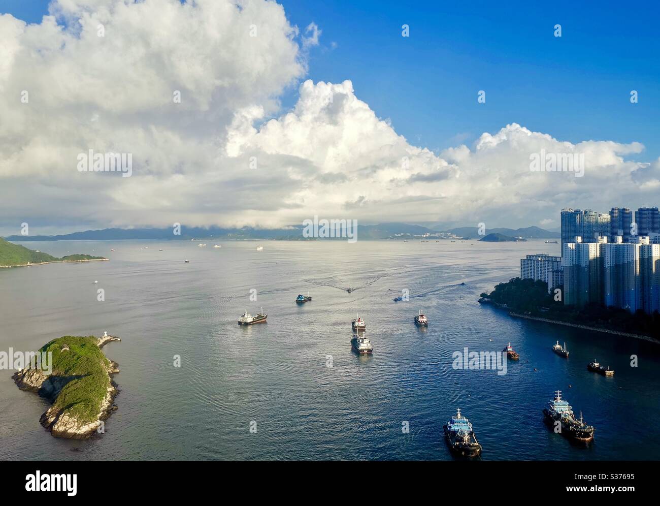 Aerial view is the east Lamma Channel in Hong Kong Stock Photo - Alamy
